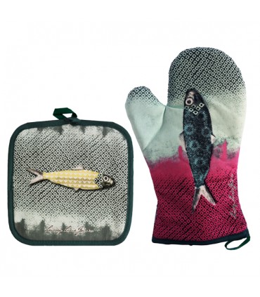 Duo Gant et manique Poissons Fox Trot|Objets Tendance