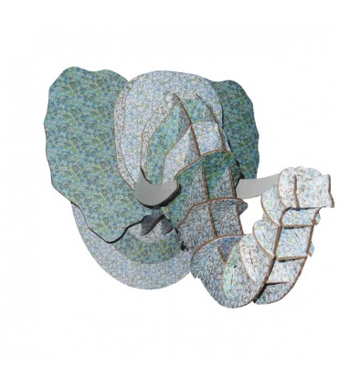 Trophée en Carton Tête d'Éléphant Fleuri Bleu épigr'A.M.